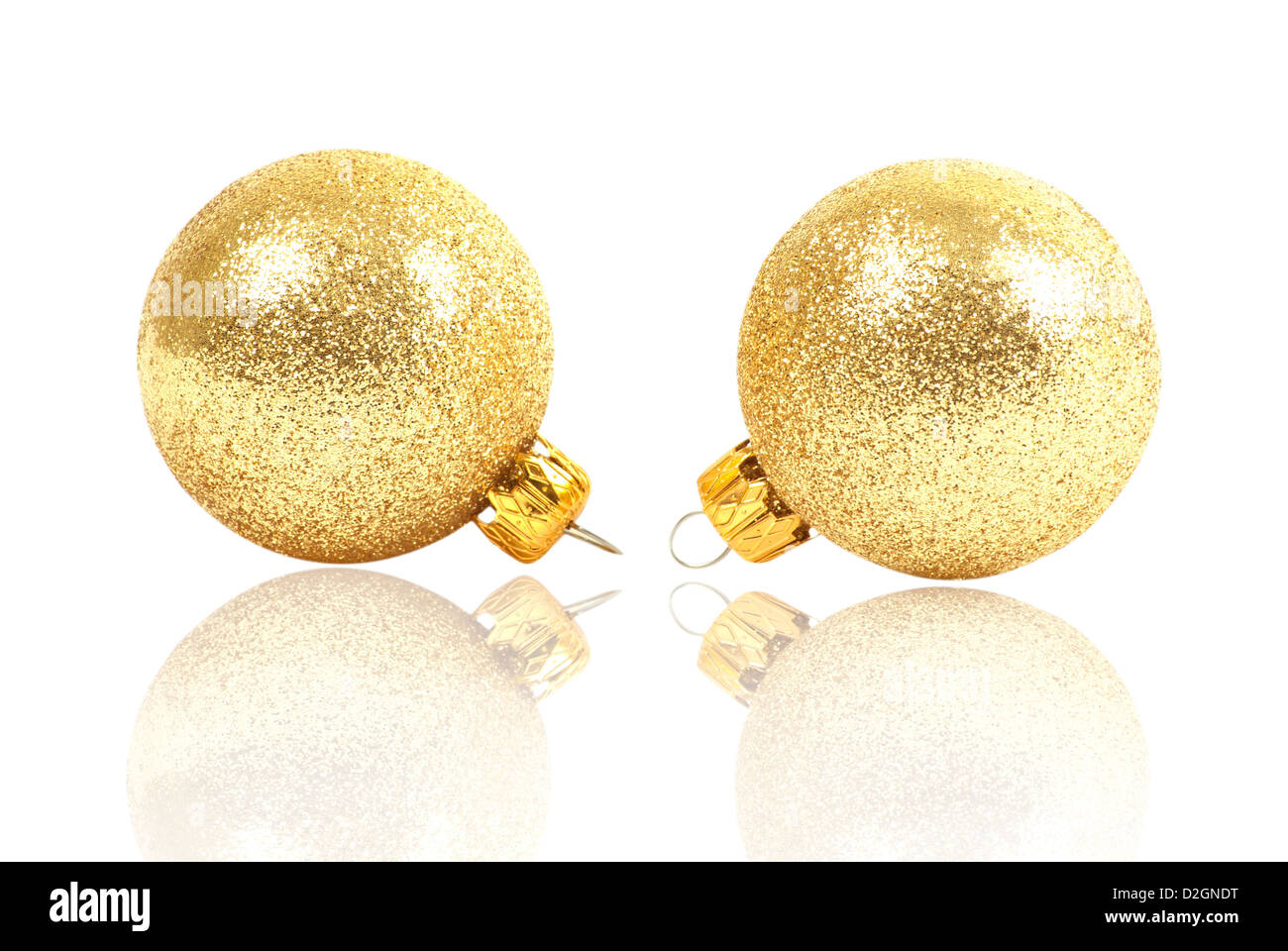 Two golden christmas balls Stock Photo - Alamy
