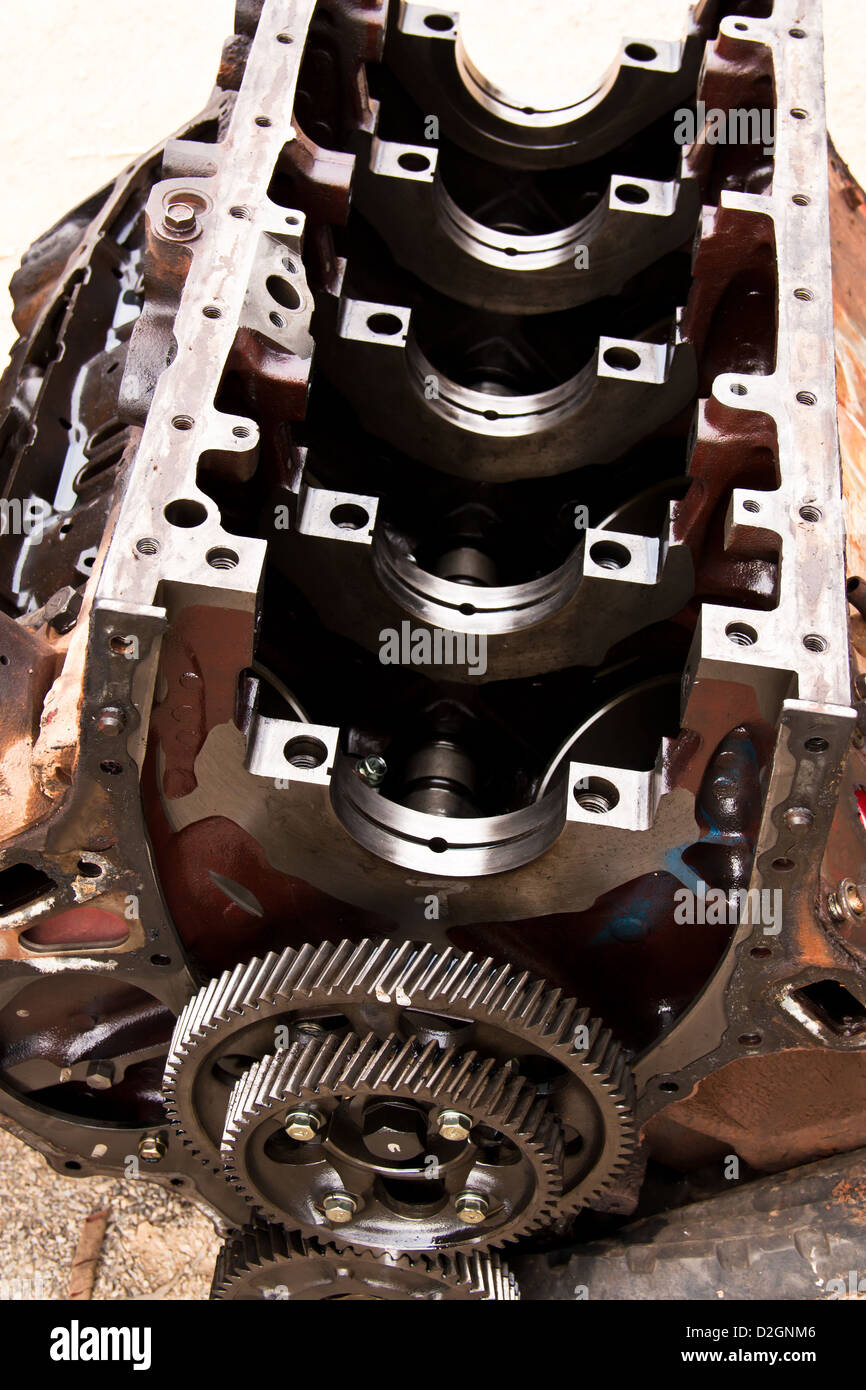 Crankshaft room of engine Were split apart on ground background Stock ...