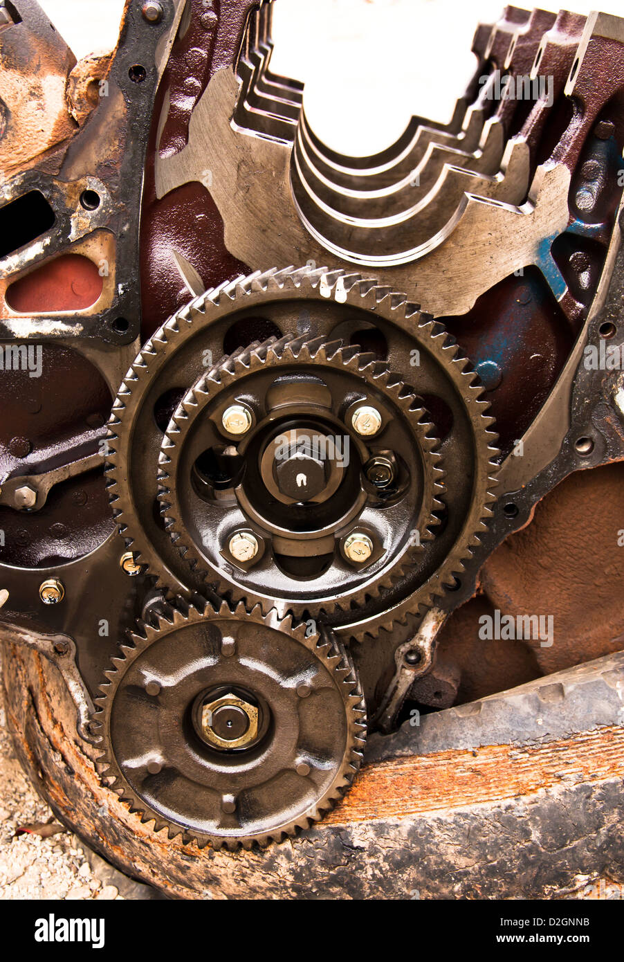 Crankshaft room of engine Were split apart on ground background Stock ...