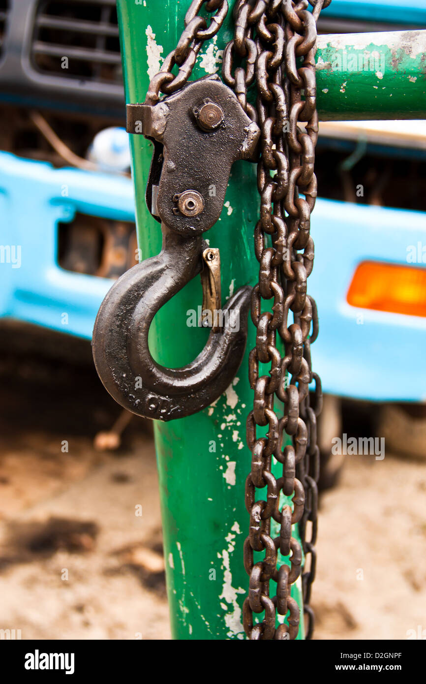 Old Heavy Industrial Crane Hook And Chains High Resolution Stock ...