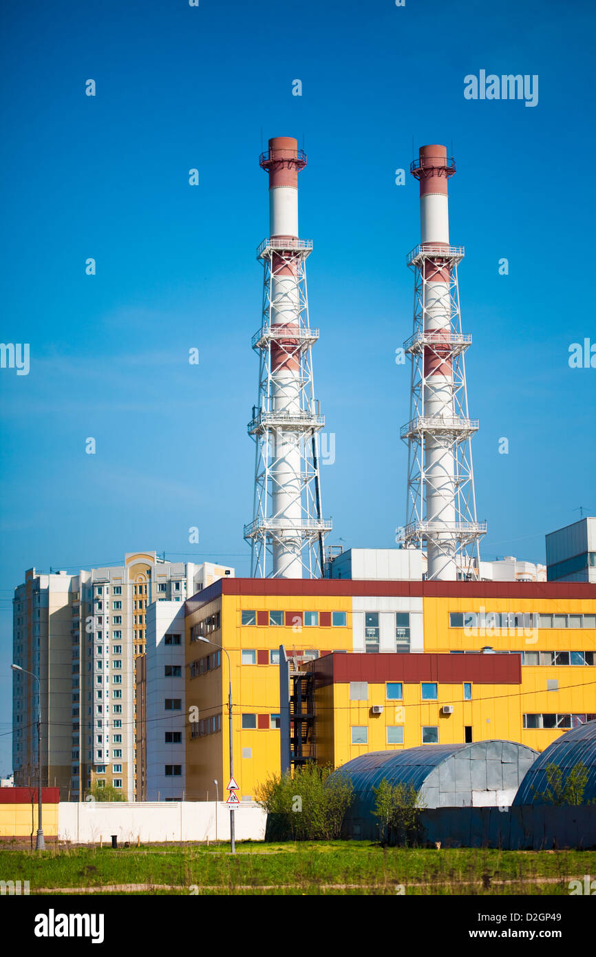 Construction of a large electricity producing power plant Stock Photo ...