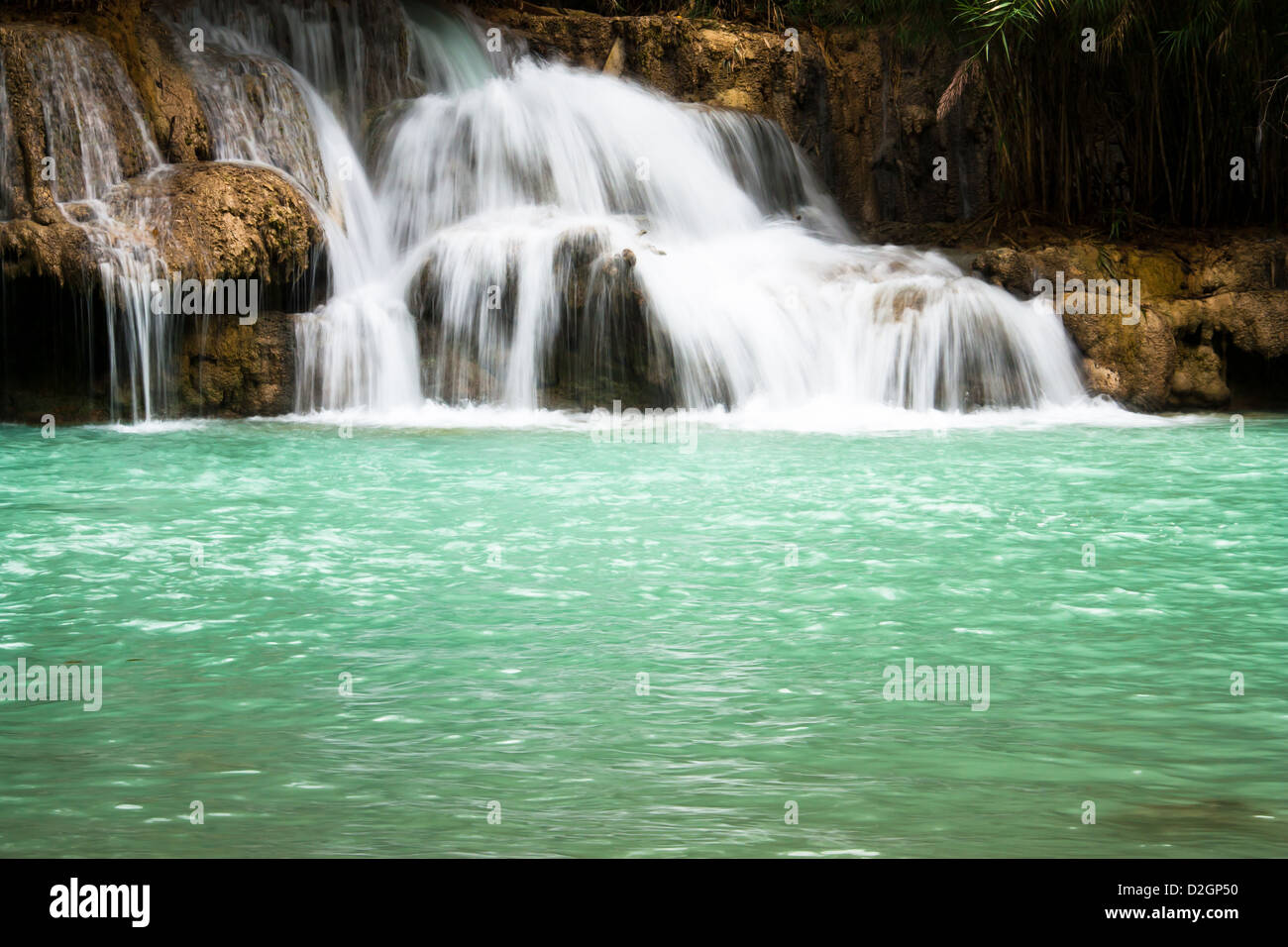 Waterfall and blue stream in the forest Laos Stock Photo - Alamy