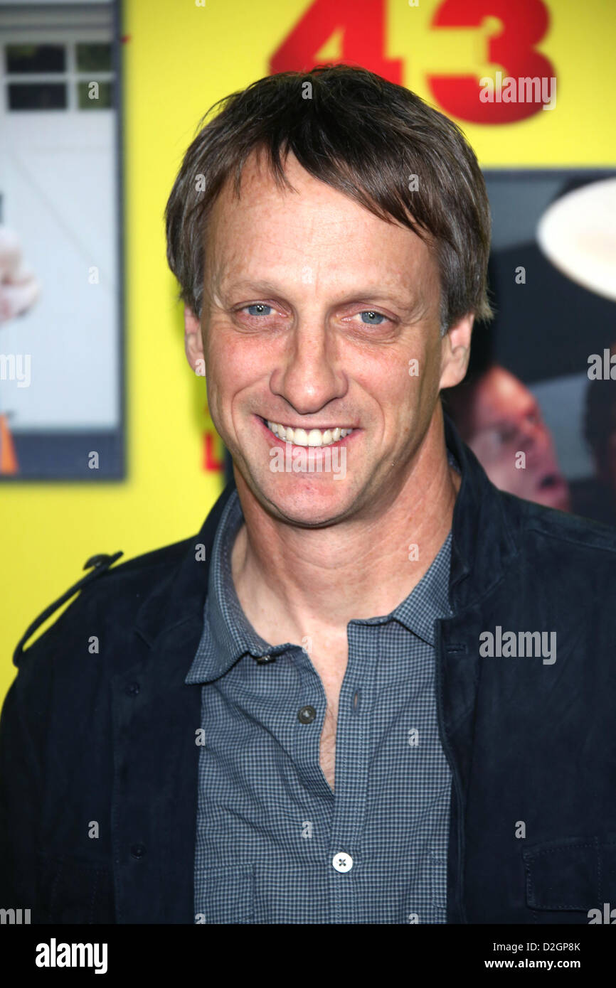 US pro skateboarder and actor Tony Hawk arrives for the premiere of the ...