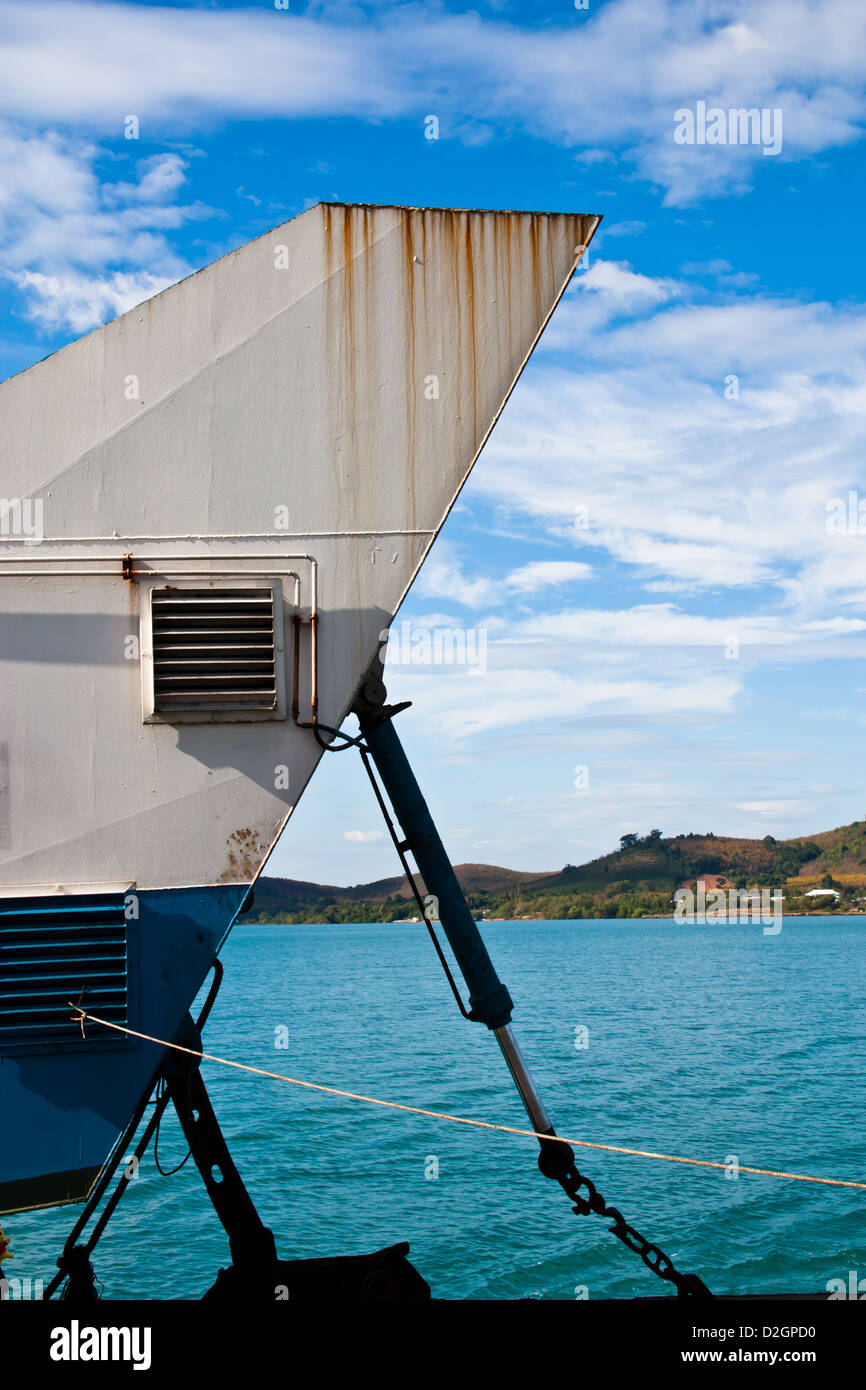 TRAT, THAILAND: rear of the ferry. A boat across to Koh Chang in ...