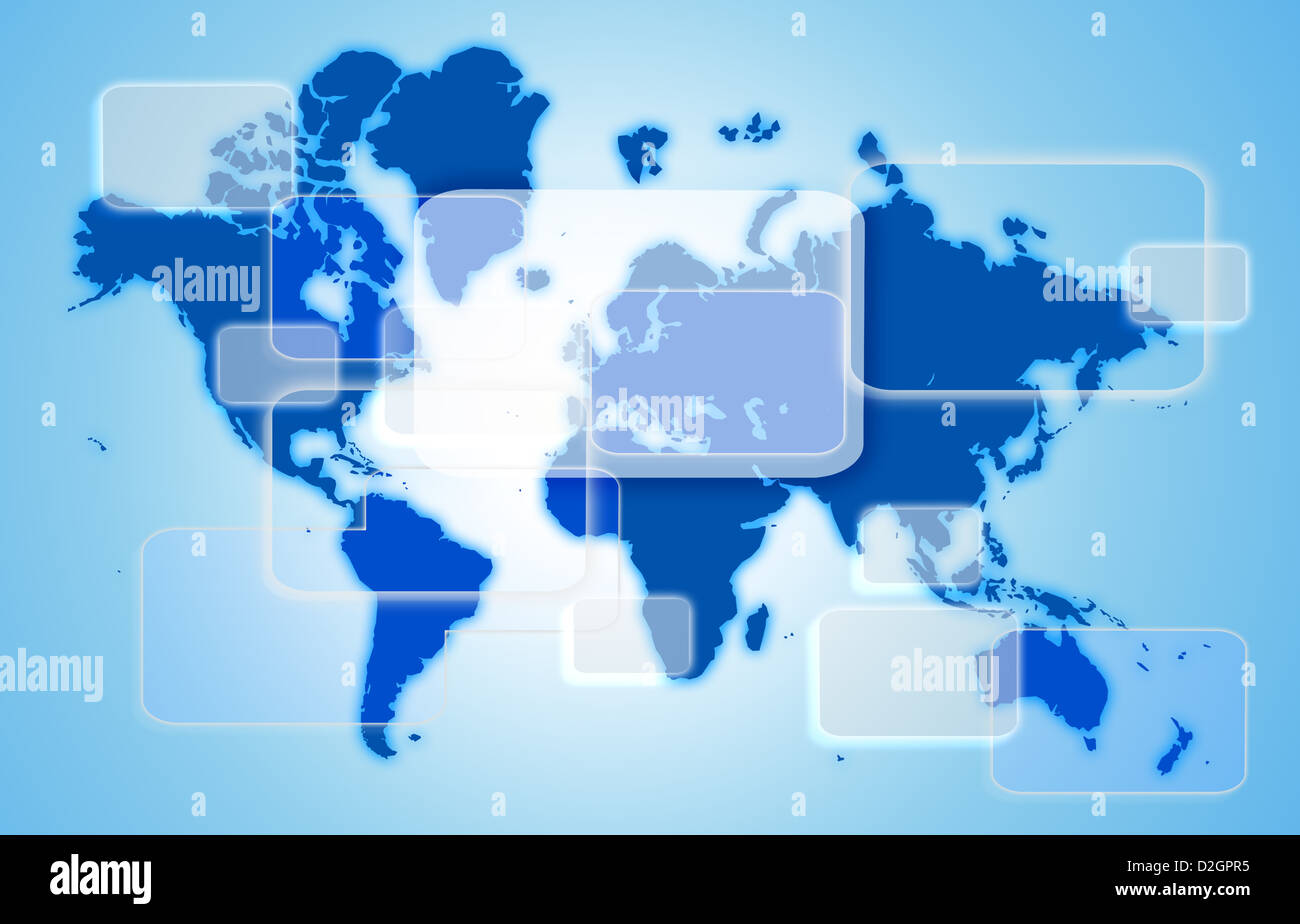 touch screen interface with world map Stock Photo - Alamy