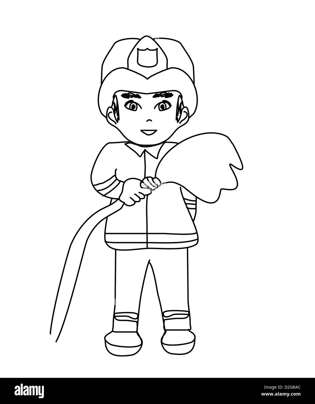 Firefighter in shape on a white background Stock Photo - Alamy