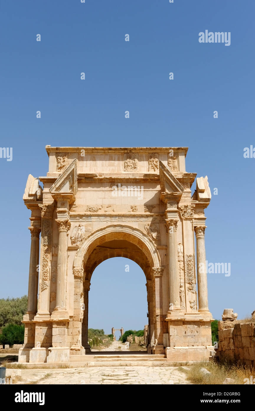 Leptis Magna. Libya. The four way Arch of Septimius Severus, built in ...
