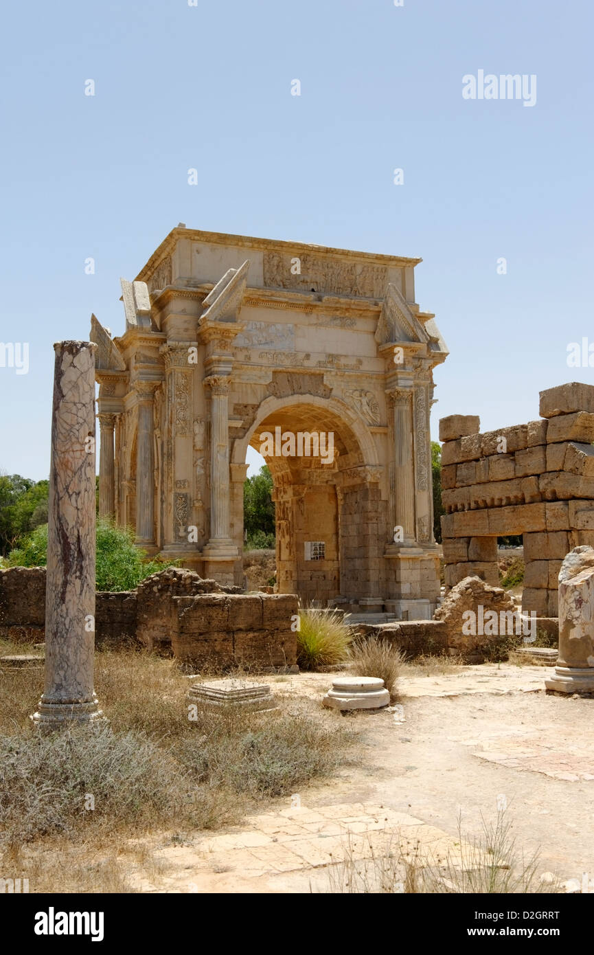 Leptis Magna. Libya. The four way Arch of Septimius Severus, built in ...