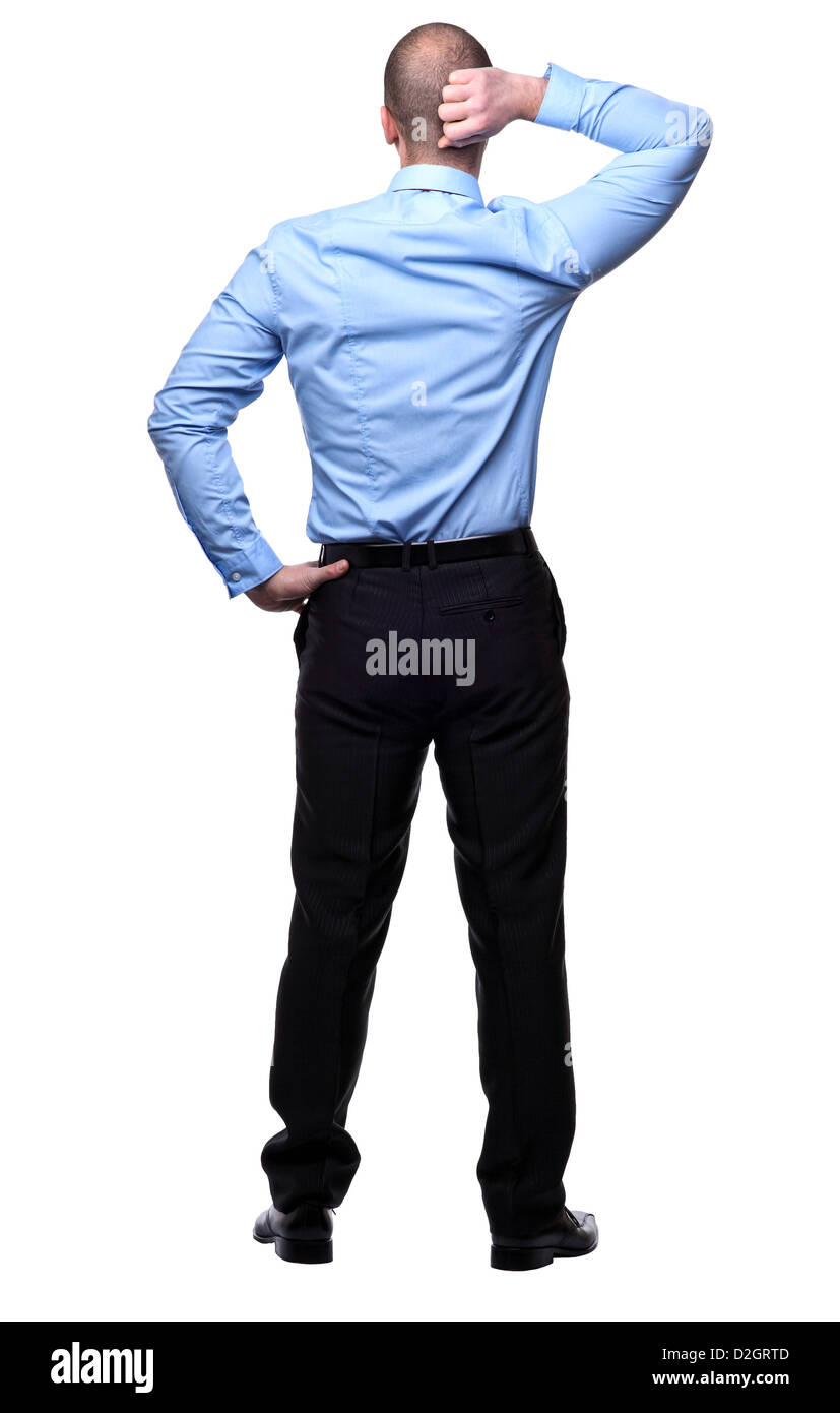 back view of businessman isolated on white Stock Photo - Alamy