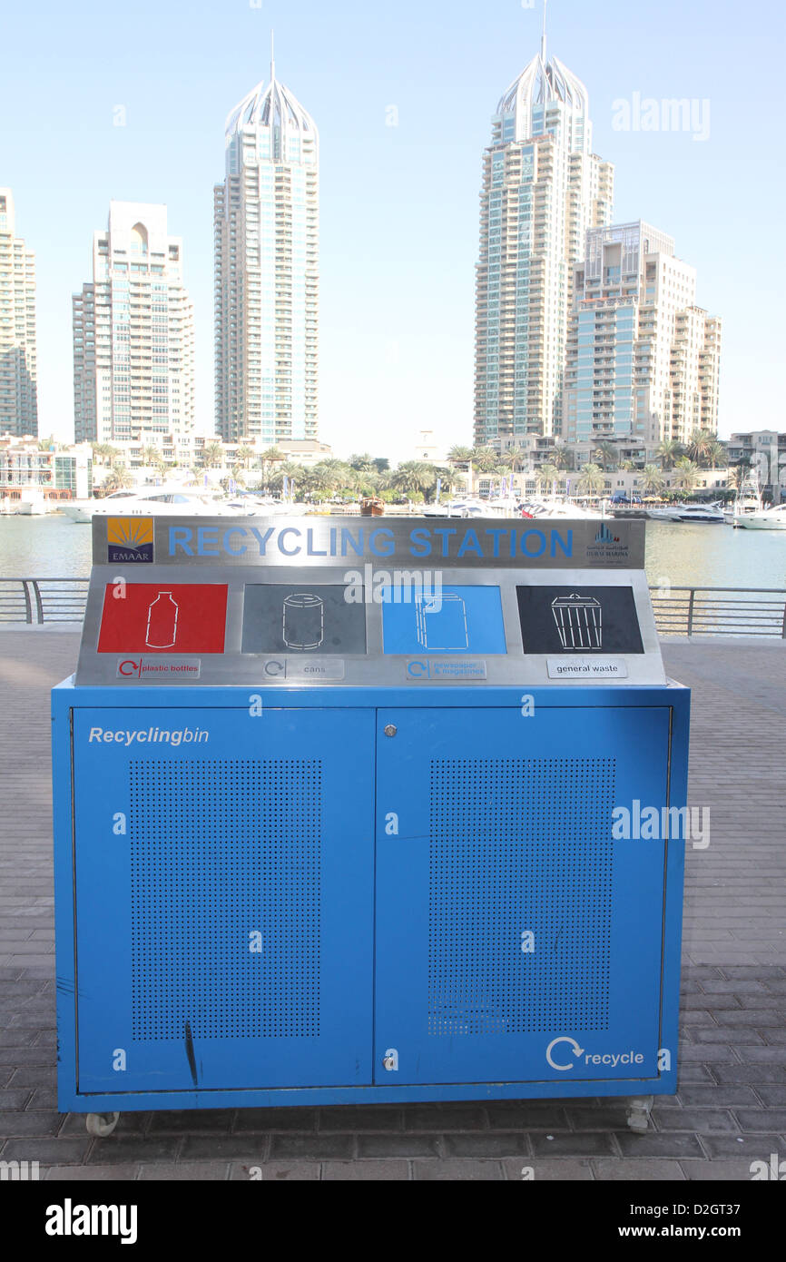 A recycling station at the marina in Dubai, UAE Stock Photo - Alamy