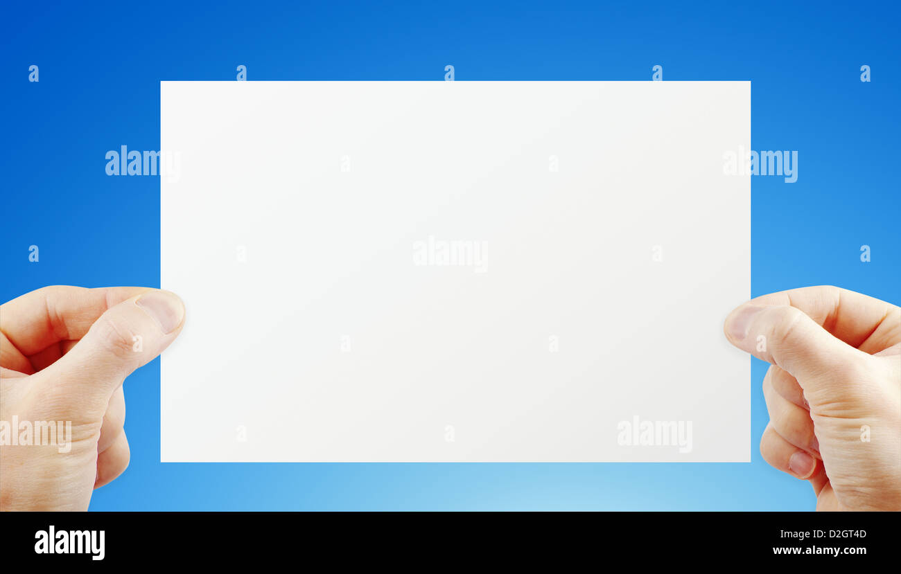 Hands holding paper isolated on white Stock Photo - Alamy