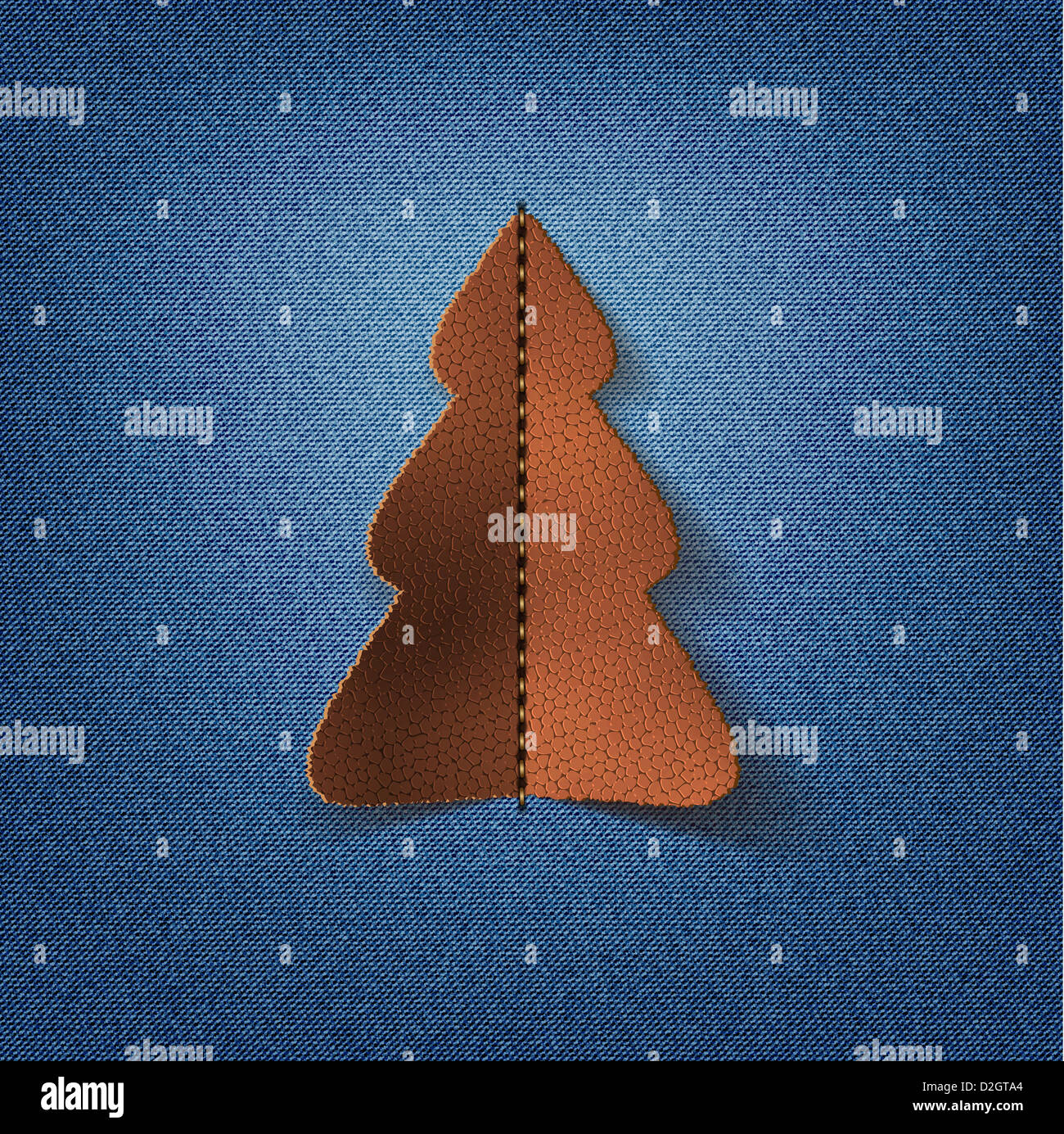 Jeans background with leather Christmas tree Stock Photo - Alamy