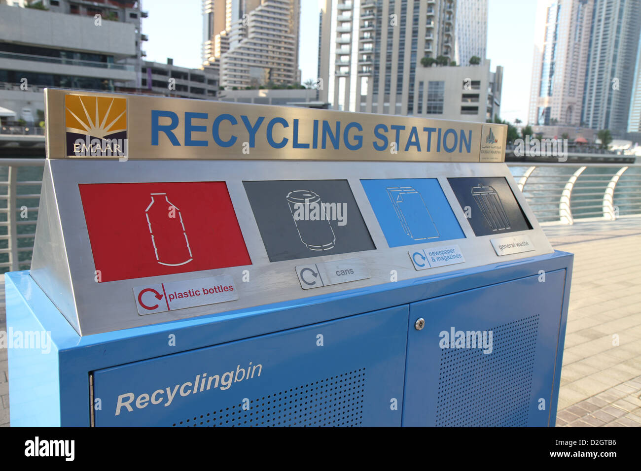 A recycling station at the Marina in Dubai Stock Photo - Alamy