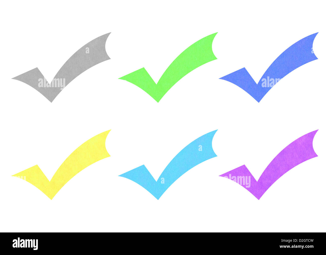 Colorful check mark set of old colored paper Stock Photo - Alamy