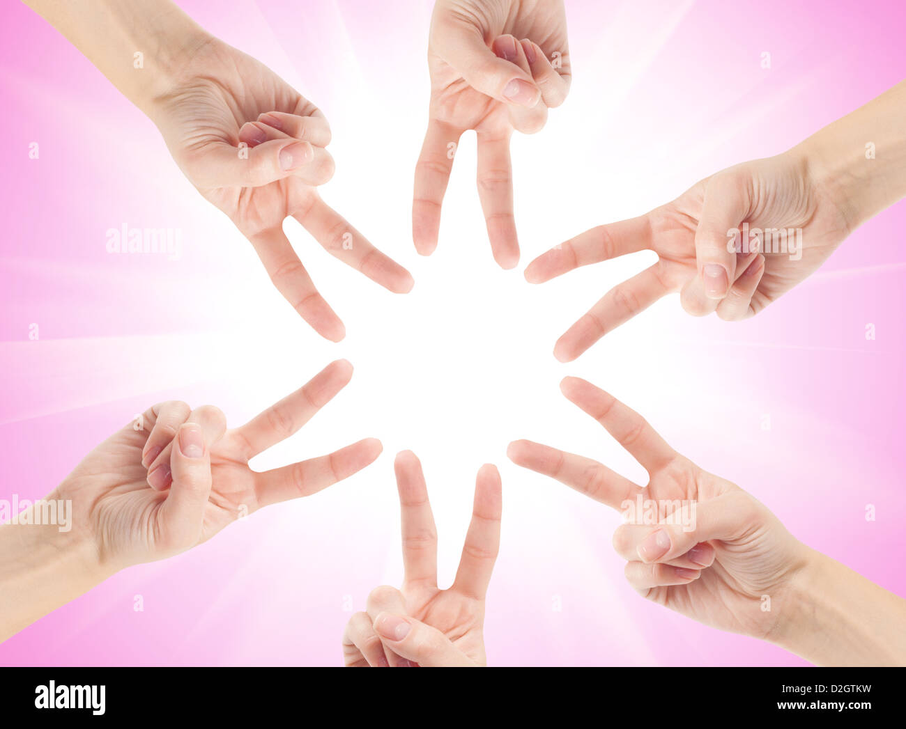 Hands of teamwork , forming the star shape Stock Photo - Alamy