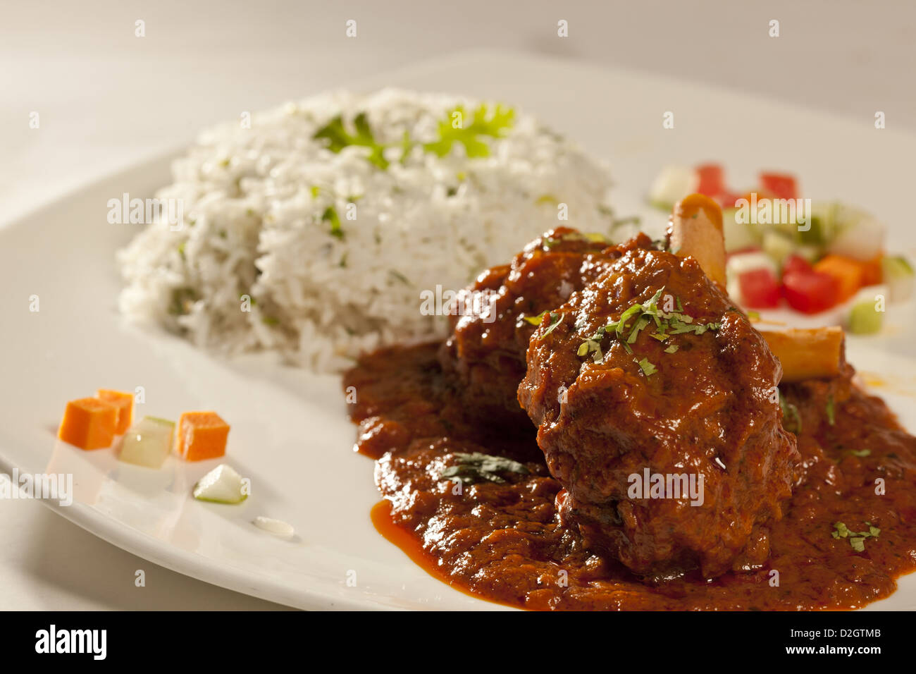 Spicy mutton masala with rice Stock Photo - Alamy