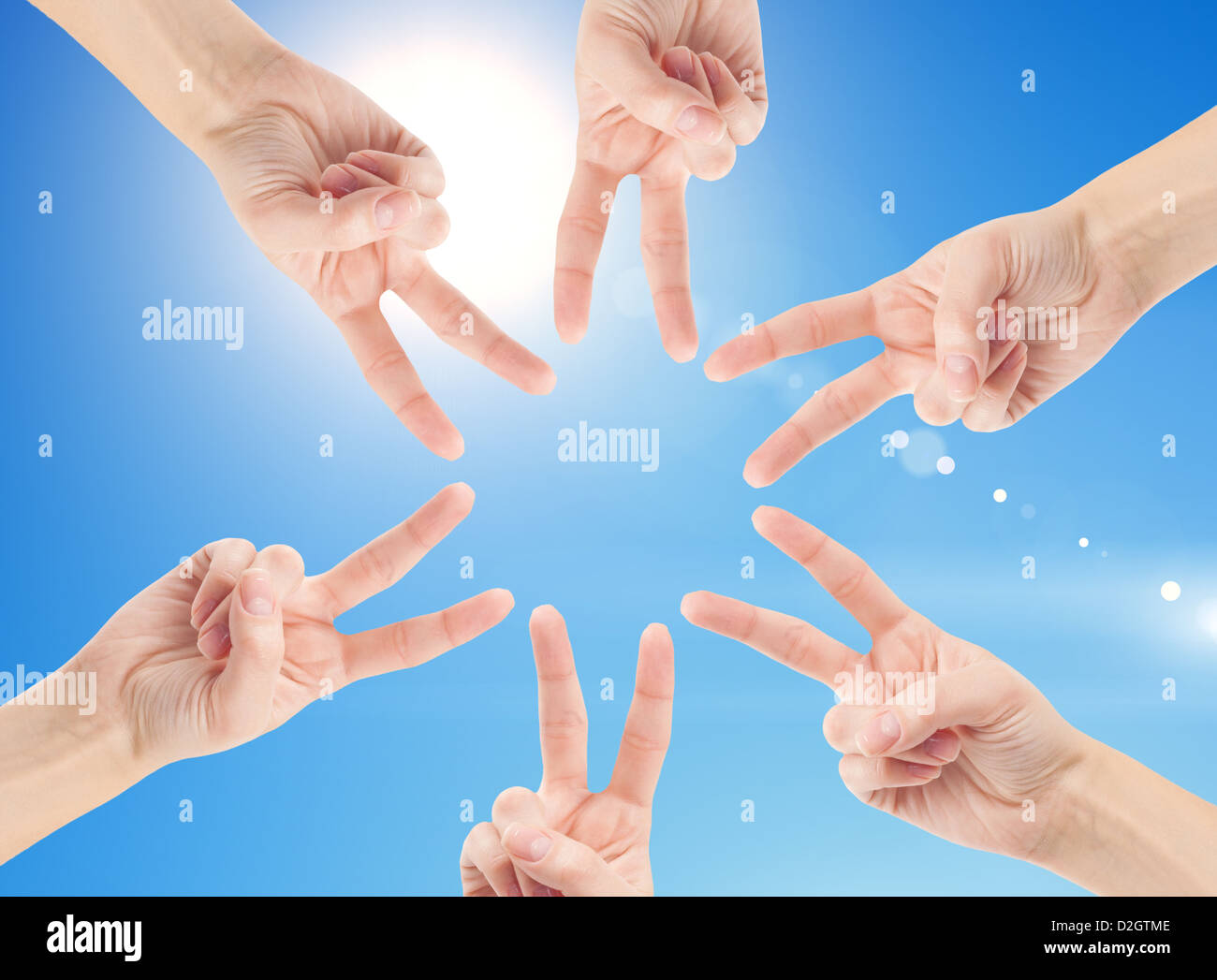 Hands of teamwork , forming the star shape Stock Photo - Alamy