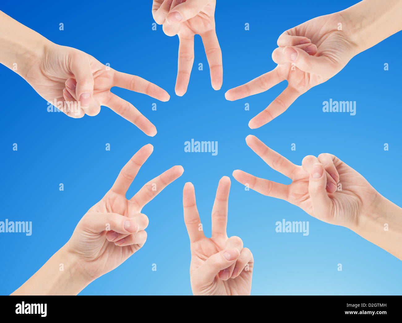 Hands of teamwork , forming the star shape Stock Photo - Alamy