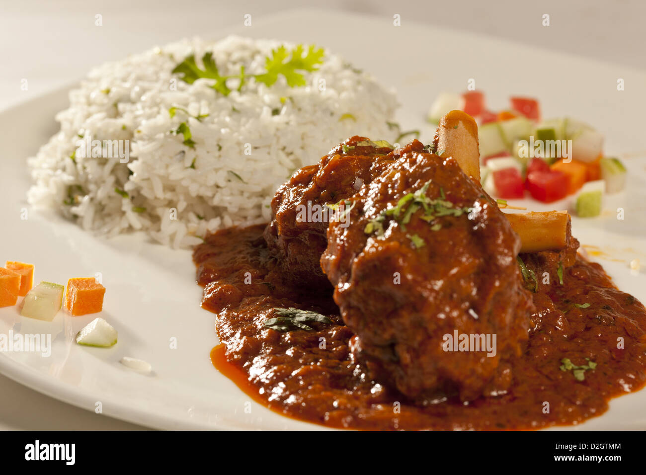 Spicy mutton masala with rice Stock Photo - Alamy