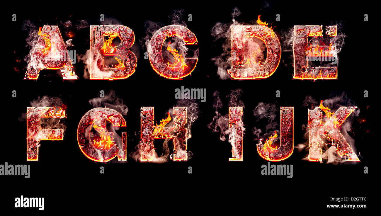 Burning flame font letter over hi-res stock photography and images - Alamy