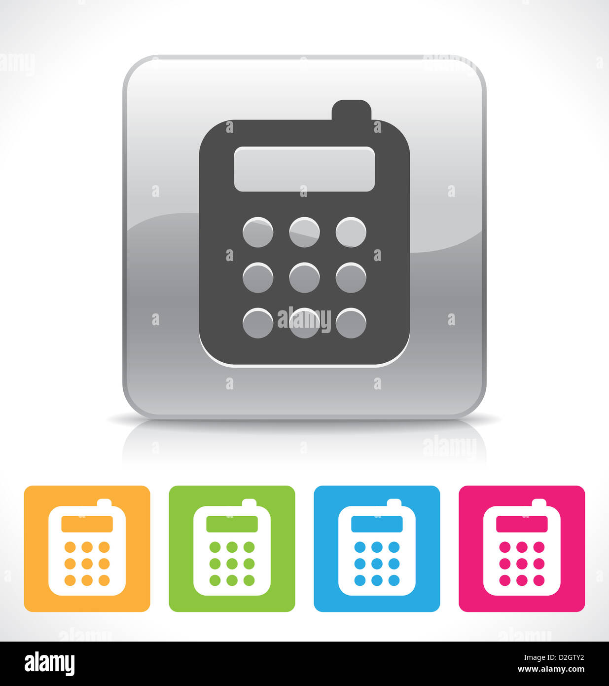 silver shiny mobile phone icon on reflection plate Stock Photo - Alamy