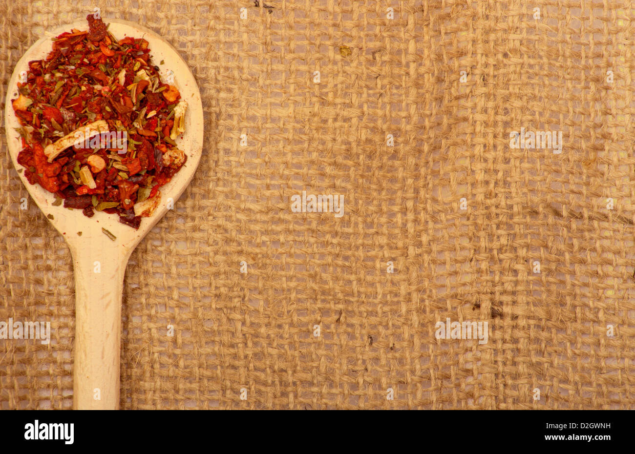 Spices on burlap Stock Photo - Alamy