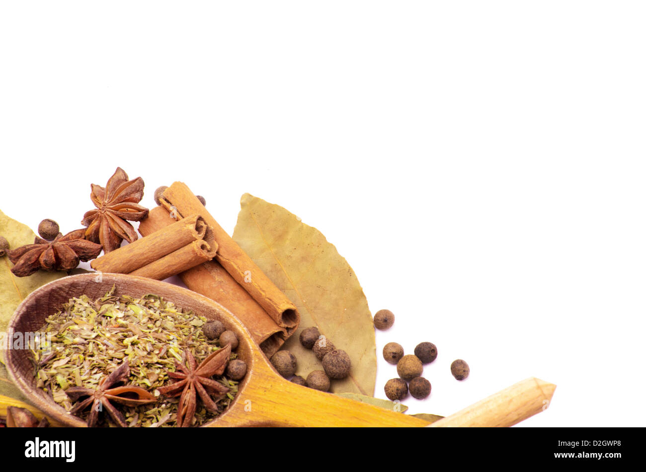 Spices border isolated on white Stock Photo - Alamy