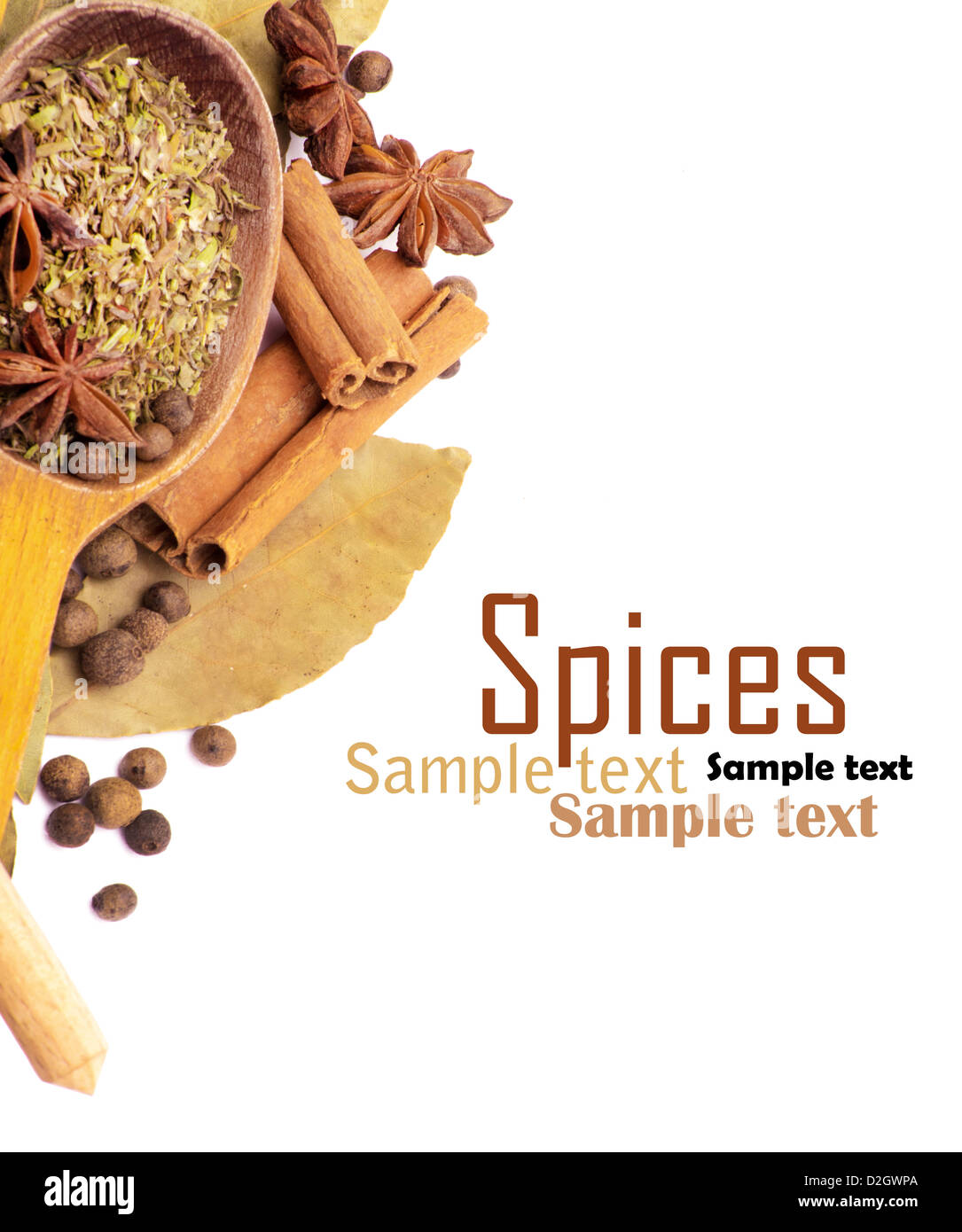 Spices border isolated on white hi-res stock photography and images - Alamy