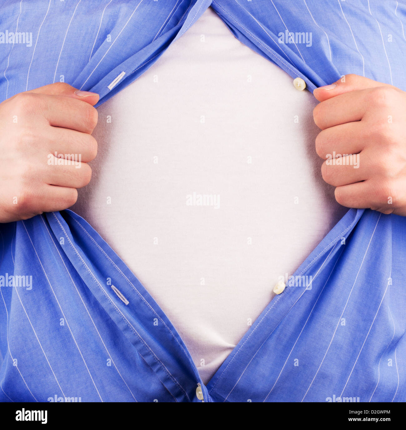 Cropped view of frustrated business man tearing off his shirt Stock ...