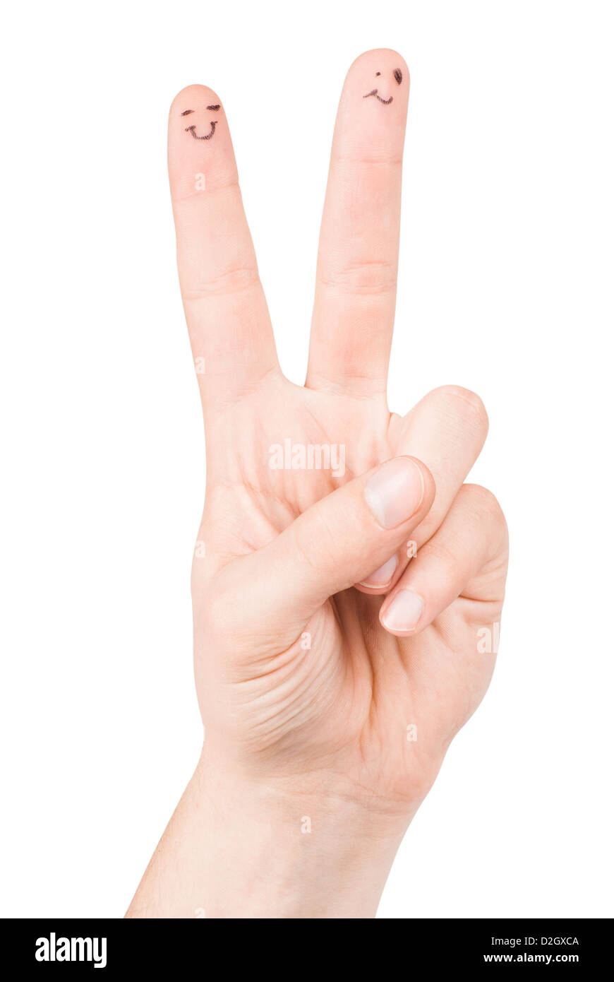 Man hand making sign. Isolated on white background Stock Photo - Alamy