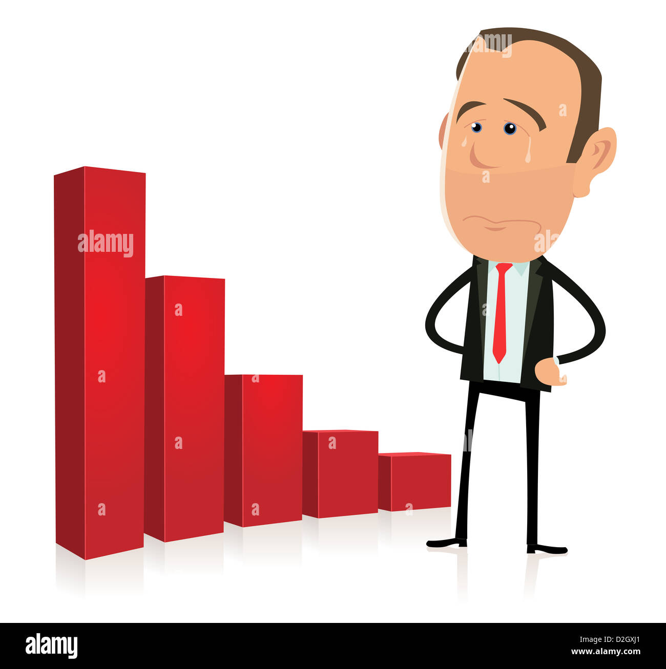 Illustration of a sad business trader in recession and crisis time ...