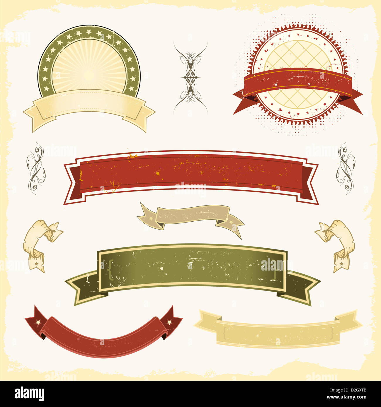 Illustration of a collection of design grunge vintage banners, labels ...
