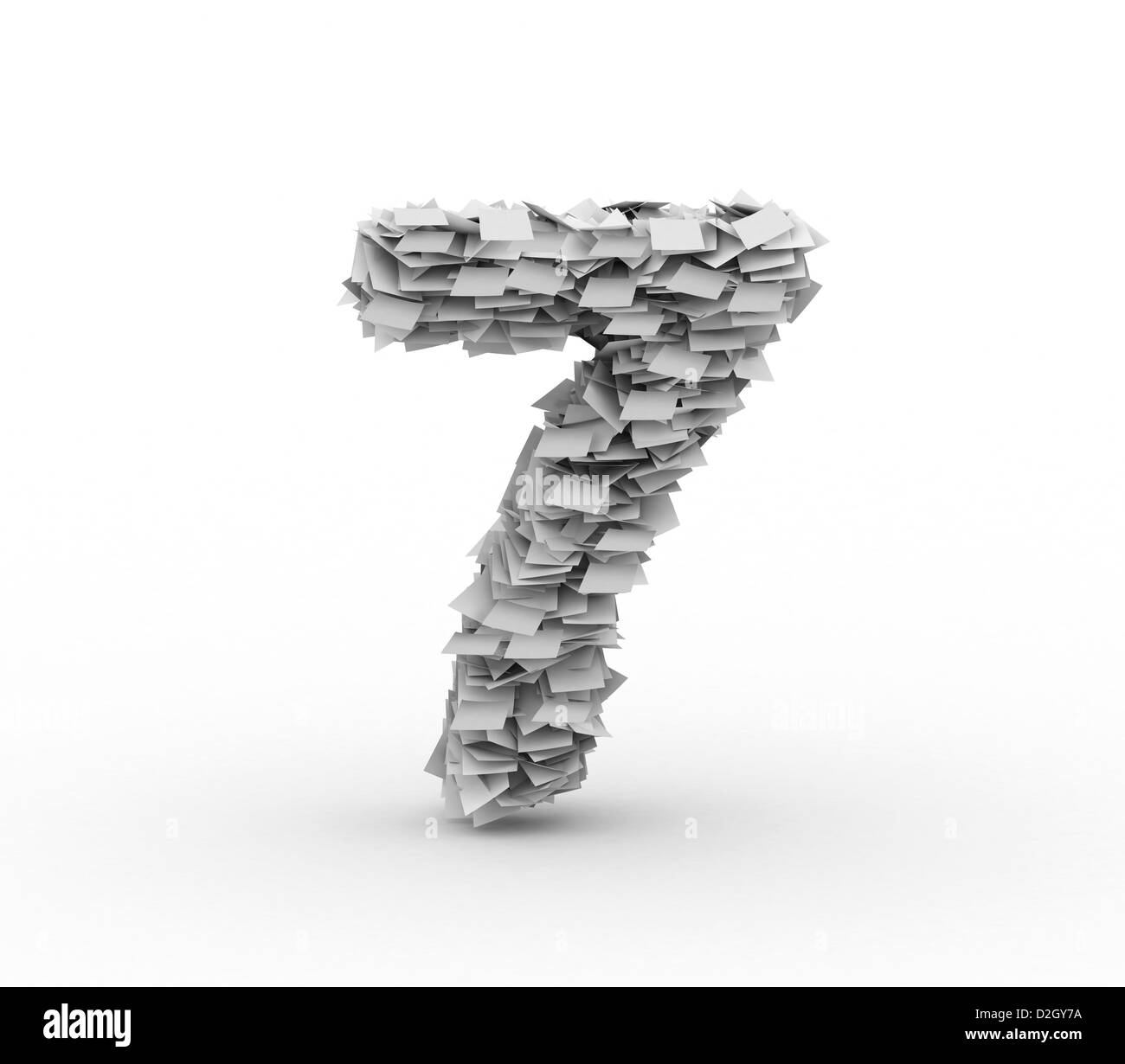 Symbol of number 7, alphabet of paper stacks Stock Photo - Alamy
