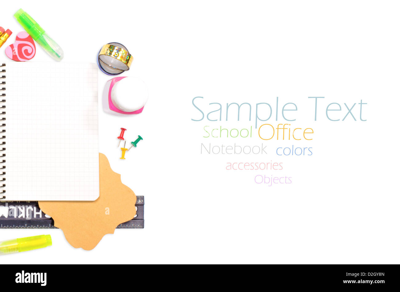 Photo of office and student gear over white background - Back to school ...
