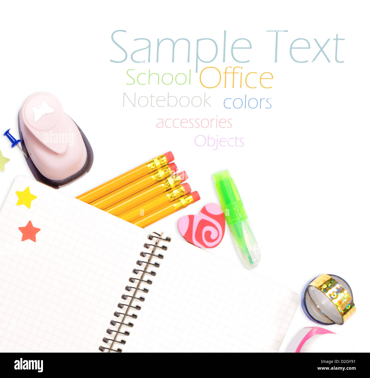 Photo of office and student gear over white background - Back to school ...