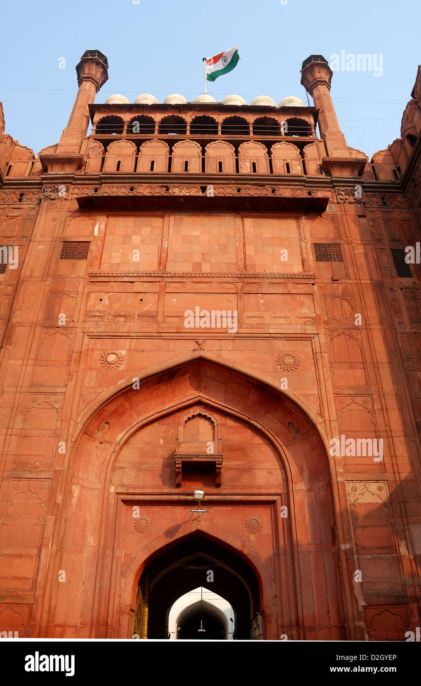red fort,delhi,india. this fort built by shajahan is a unesco world ...