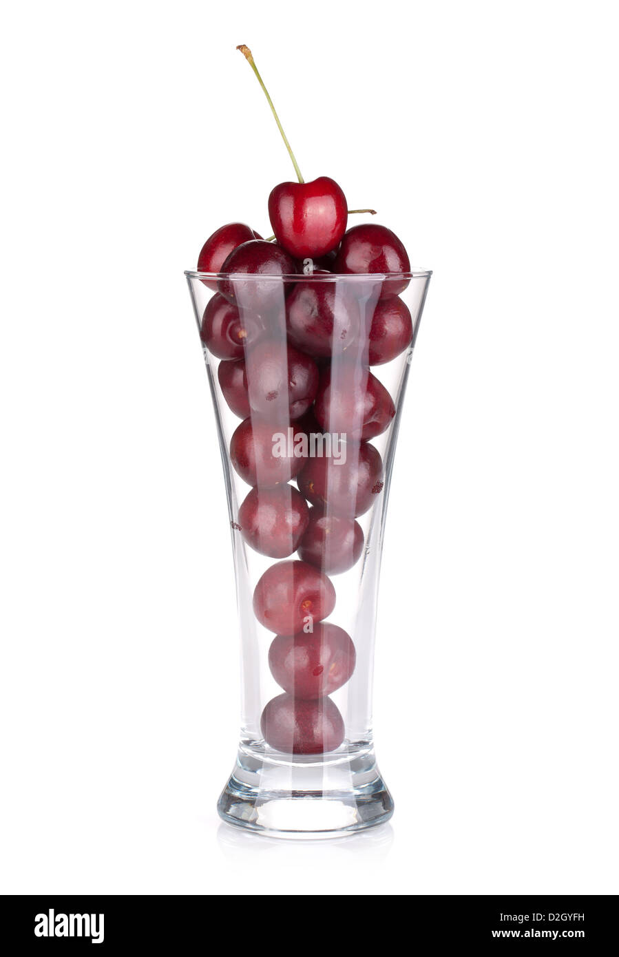 Ripe cherries in a cocktail glass. Isolated on white background Stock ...