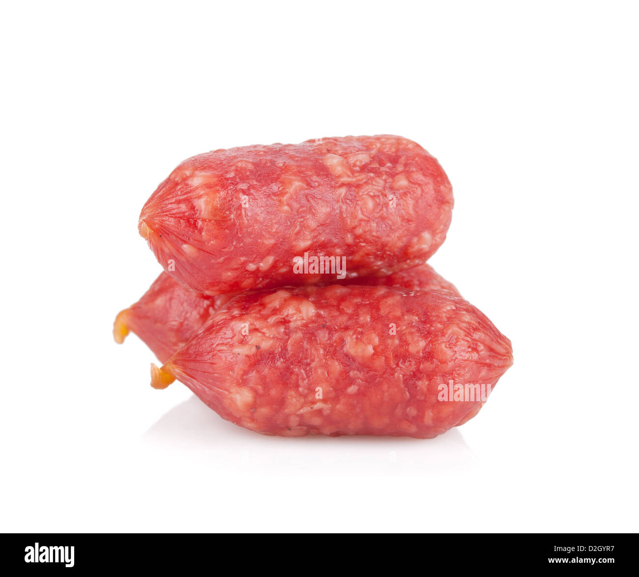 Mini sausages. Isolated on white background Stock Photo - Alamy