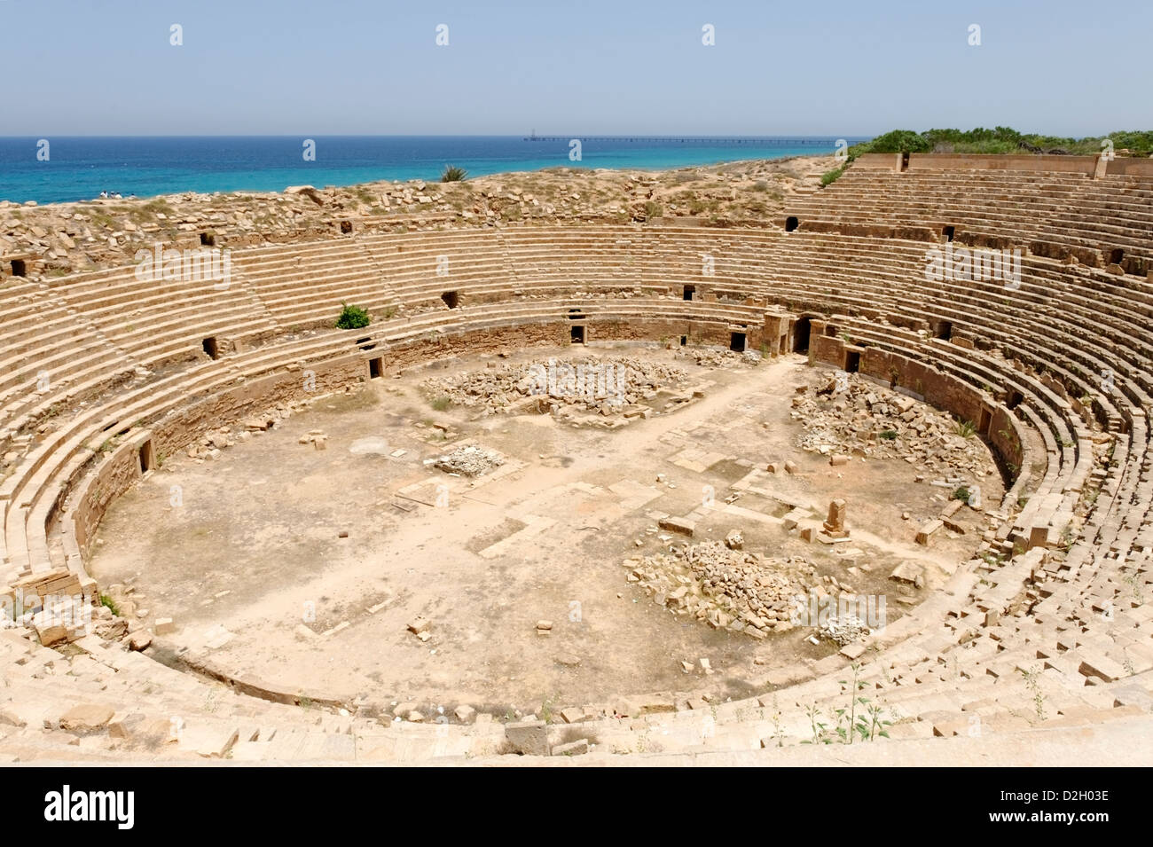 Leptis Magna. Libya. The Roman Amphitheatre beside the Libyan and ...