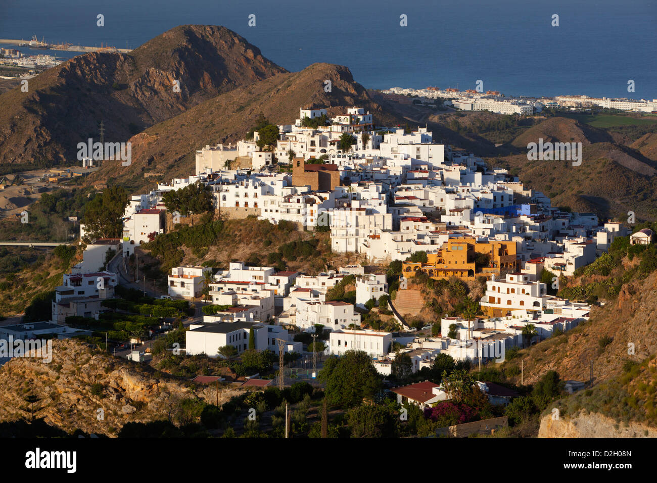View over Mojacar Pueblo and Mojacar Playa Stock Photo - Alamy