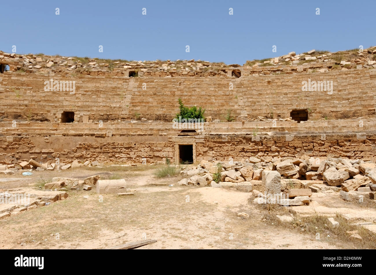 Leptis Magna. Libya. The Roman Amphitheatre beside the Libyan and ...