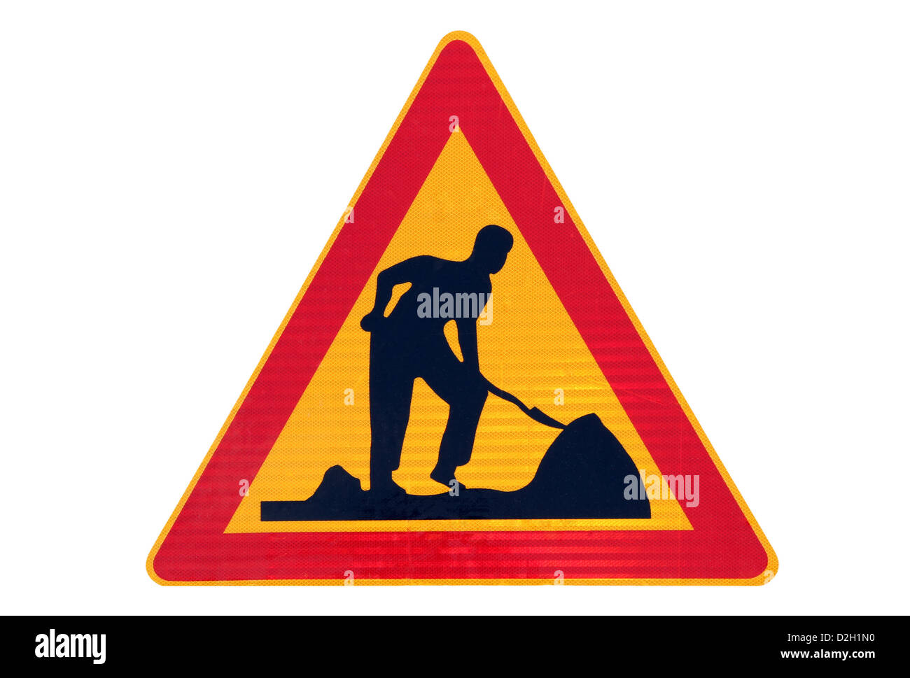 Road work traffic sign isolated over white Stock Photo - Alamy