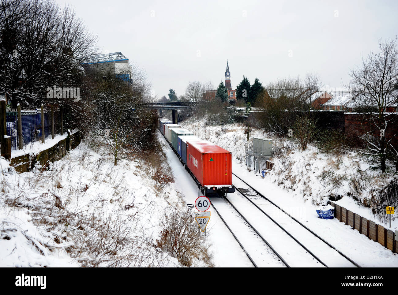 Railway line with snow Birmingham UK Stock Photo - Alamy