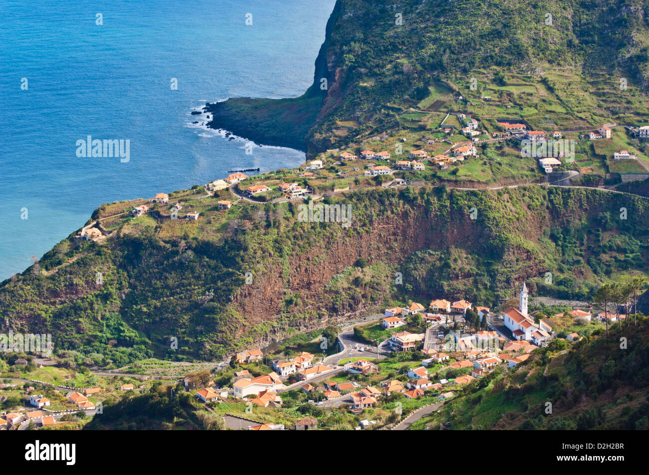 village of Faial Madeira near Ponta de Sao Lourenco, in the distance ...