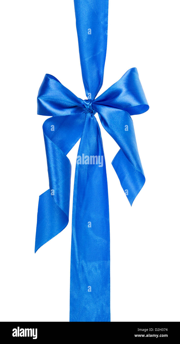 blue tied bow from ribbon, isolated on white background Stock Photo - Alamy