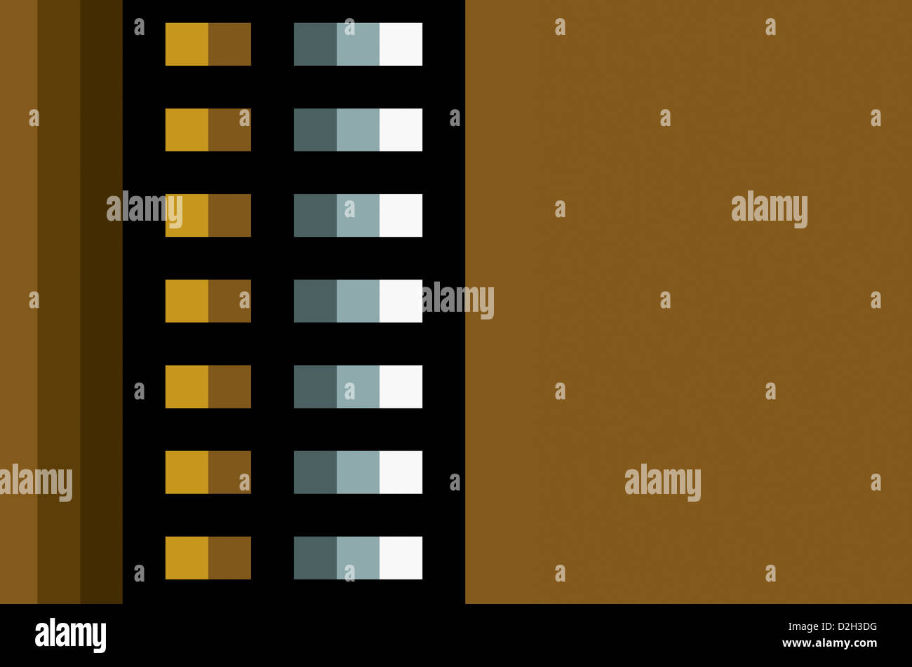 stylized steel techno tubes pattern with an orange backlight and background Stock Photo - Alamy