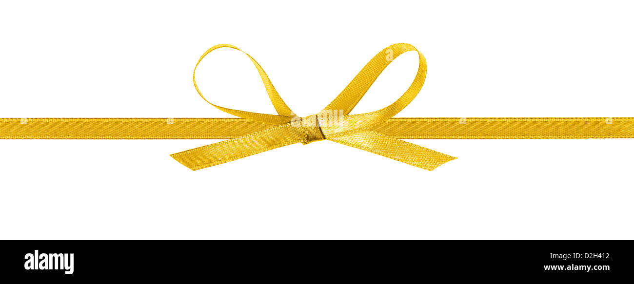 thin yellow bow with horizontal ribbon, isolated on white Stock Photo ...
