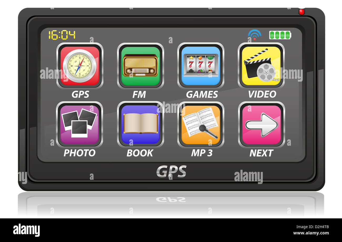 gps navigator illustration isolated on white background Stock Photo - Alamy