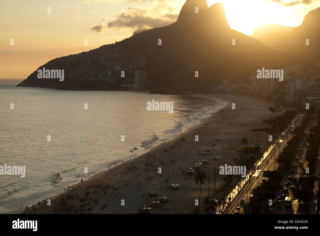 Sunset On Ipanema Beach Stock Photo - Alamy