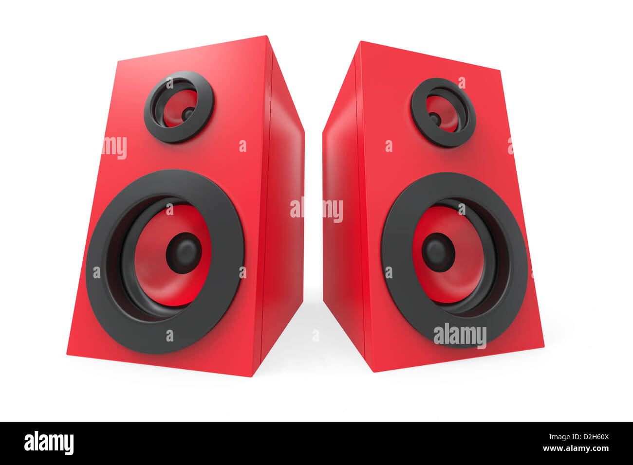 Red stereo speakers on white background Stock Photo - Alamy
